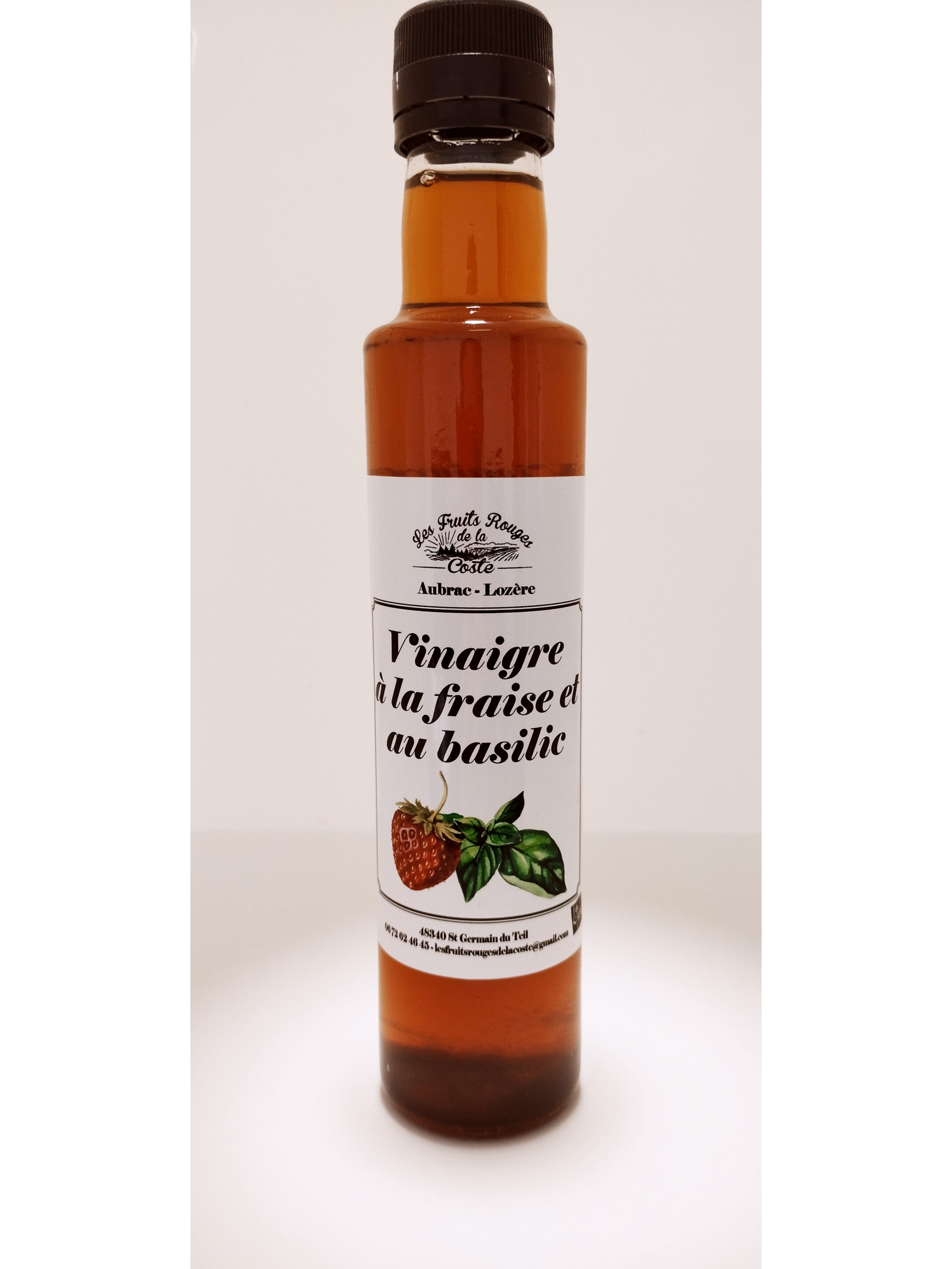 Vinaigre Fraise de Lozère Basilic - Les fruits rouges de la Coste